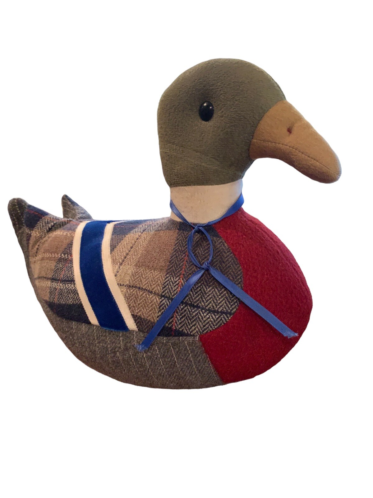 Handmade Quilted Duck Door Stopper Decoy Weighted Velvet Tweed ...
