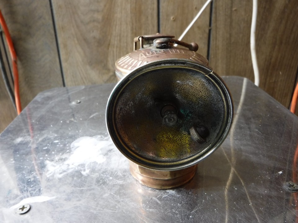 Working auto lite Miner's Carbide Lamp apocalyptic flash light caving ...