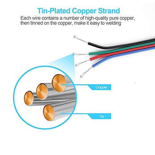 100FT 26AWG 4 Pin 4 Color Standed RGB Wire Extension Cable, 26 AWG Led ...