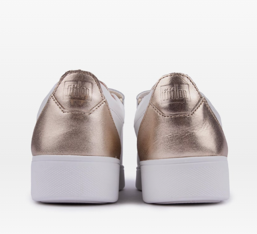FITFLOP RALLY METALLIC BACK LEATHER STRAP SNEAKERS TRAINERS PLATINO UK ...