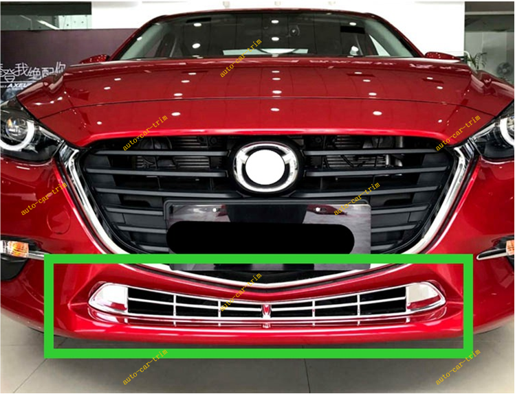 For 2017-2018 Mazda 3 Chrome ABS Front Bottom Bumper Grille Trim Cover ...