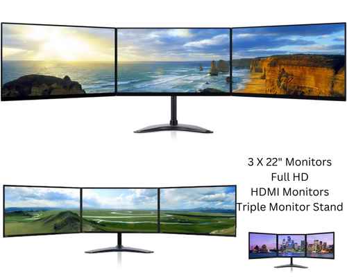 Triple Monitor Screen bundle HDMI Monito 3X22" Full HD IPS With Brand ...