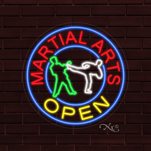 NEW "MARTIAL ARTS OPEN" w/LOGO 26x26 INCH LED FLEX WINDOW/WALL INDOOR ...