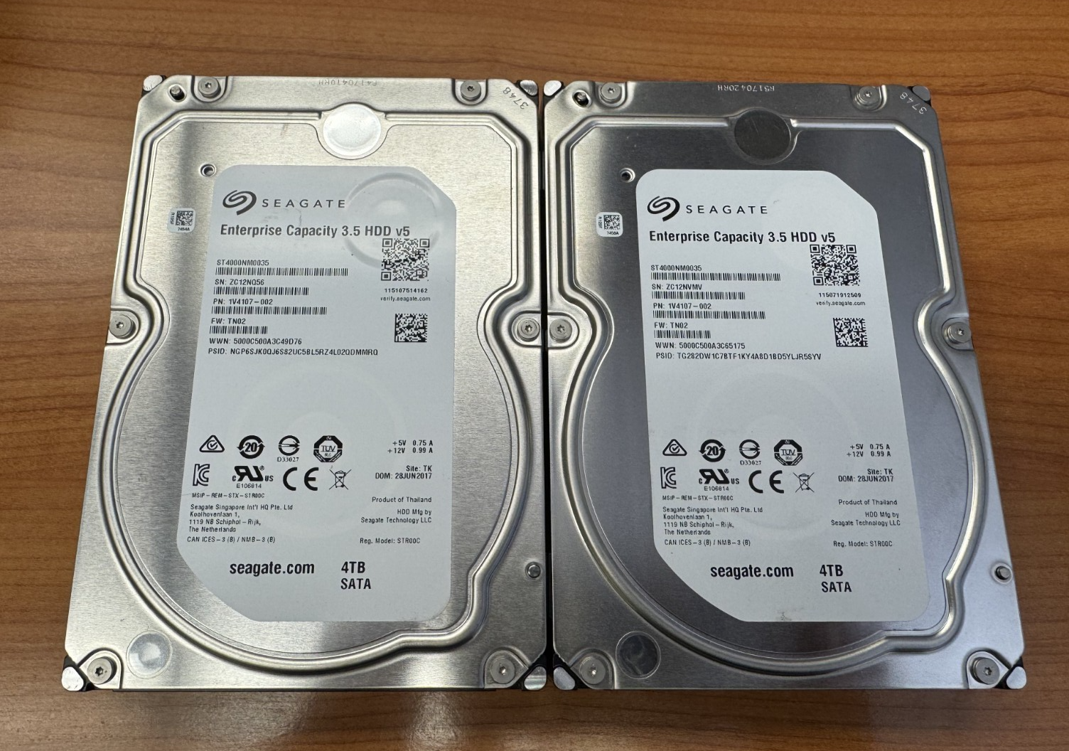 Lot of 2 Seagate ST4000NM0035 4TB 3.5" Hard Drive 7200RPM SATA 6Gbps ...