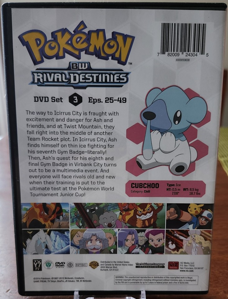 Pokémon BW Rival Destinies Volume 3 DVD (Eps 25-49) English Zone 1 | eBay