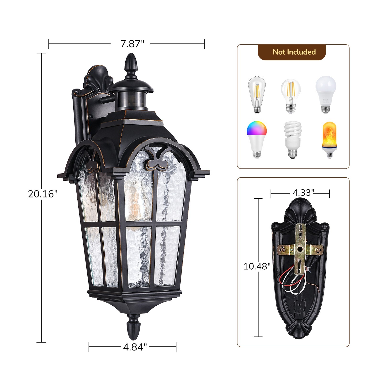 EDISHINE 20.2" Large Motion Sensor Outdoor Wall Lights, Dusk to Dawn ...