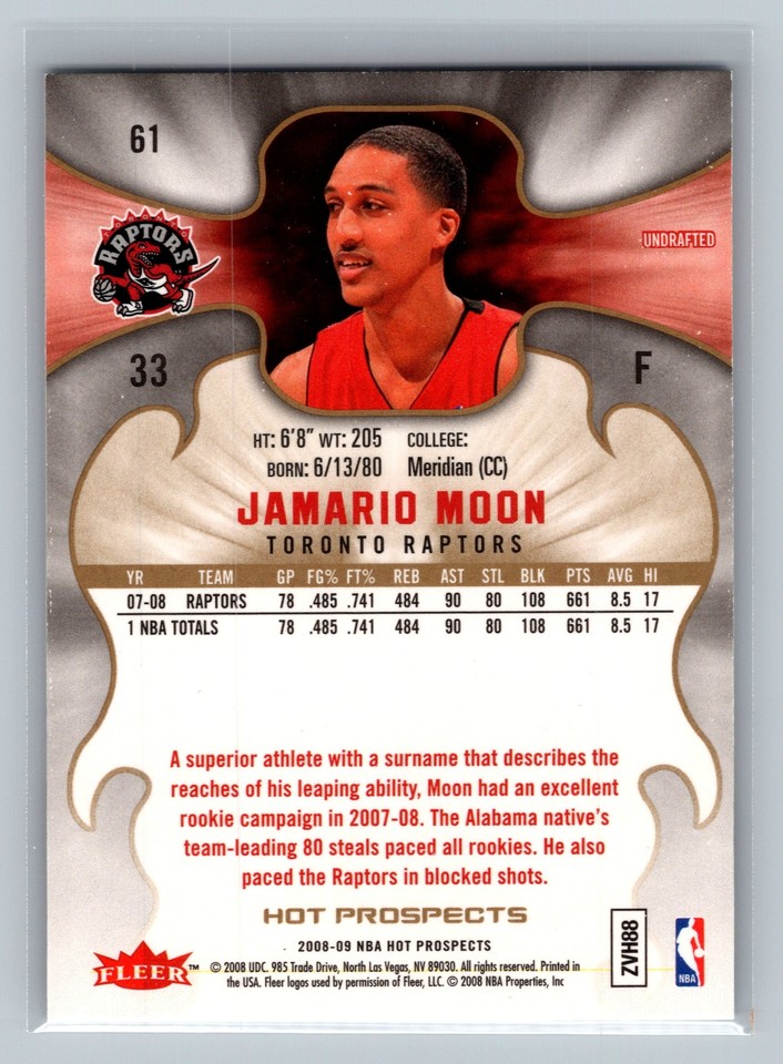 Jamario Moon #61 2008-09 Fleer Hot Prospects Toronto Raptors | eBay