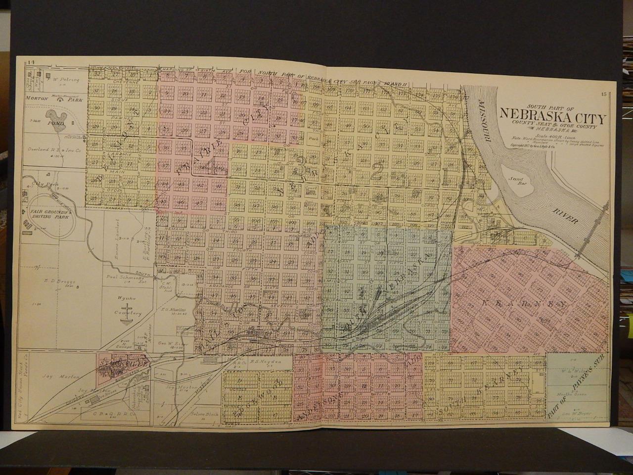 Nebraska Otoe County Map Nebraska City 1912 2-Double Page L7#34 | eBay