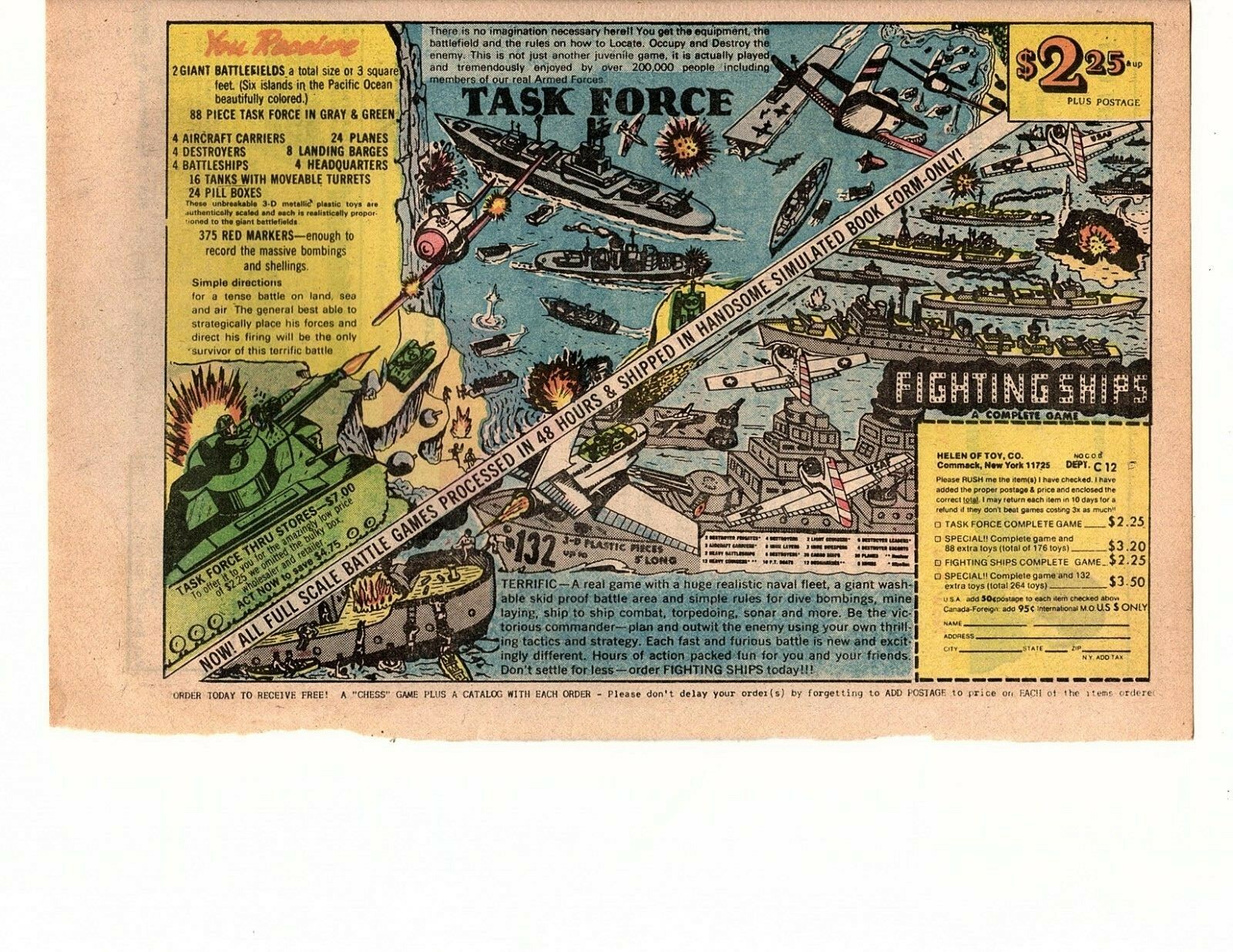 VINTAGE 6.5x10 PRINT AD FOR HELEN OF TOY TASK FORCE/fighting ships ...
