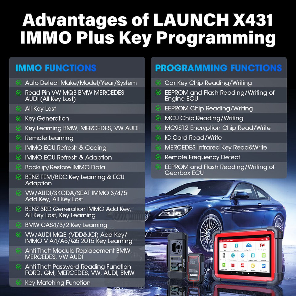 2024 LAUNCH X431 IMMO Plus Key Programming All System Diagnostic ...