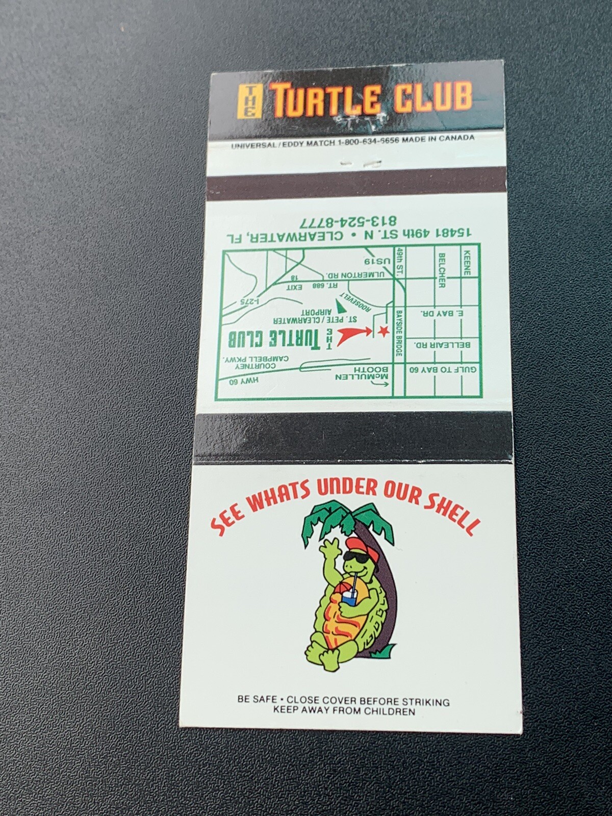 Vintage Florida Matchbook: “Turtle Club” Clearwater, FL | eBay