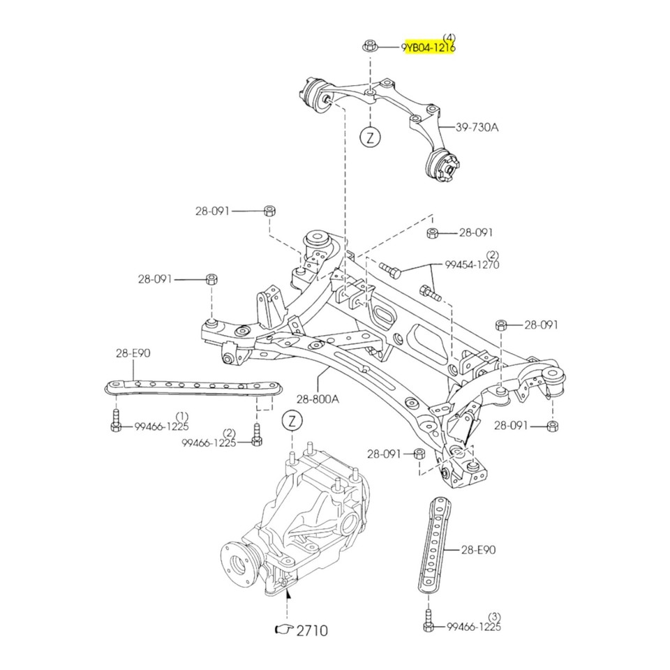 06-15 Mazda Miata MX5 MX-5 OEM Differential Diff Brace Mounting Nut ...