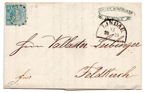 Bayern Nr. 2II oMR 289 Lindau - Feldkirch über Bregenz Brief aus WIEN ...