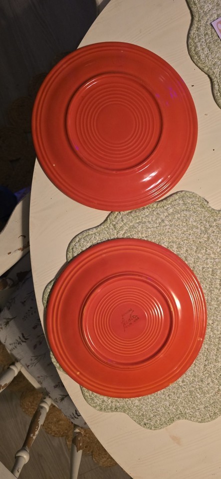 Fiesta Dinner Plates 9 1/2"(2) Used Original Red Vintage. Uranium Oxide ...