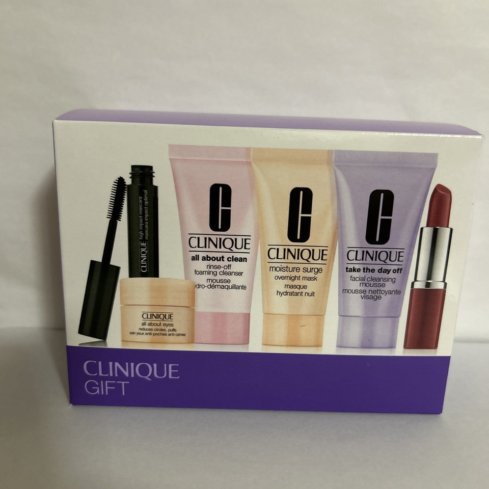 Clinique 6 Pcs Skincare Makeup Deluxe Sample Gift Set Kit Purple/white ...