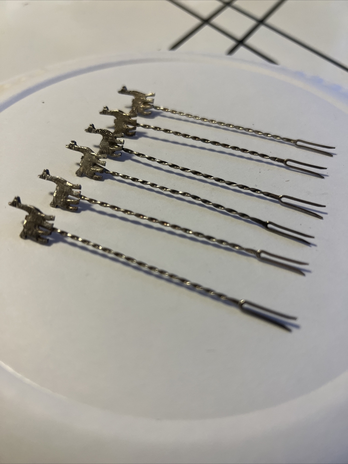 Vintage Handmade Sterling Alpaca Lama Cocktail Bar Olive Forks Set of 6 ...