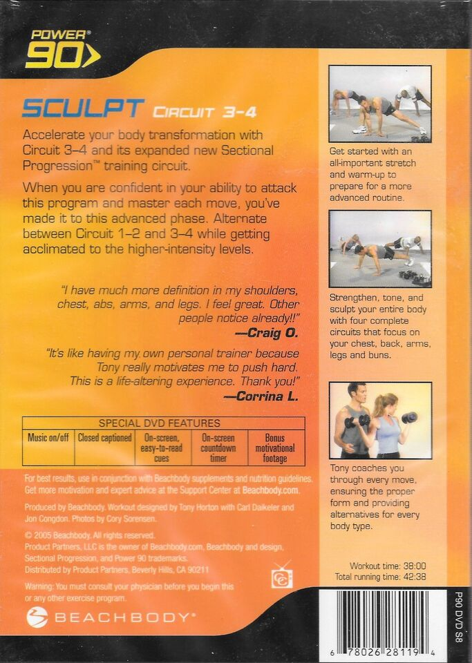 Beachbody Power 90 - Sculpt Circuit 3-4 with Tony Horton Very Good DVD ...