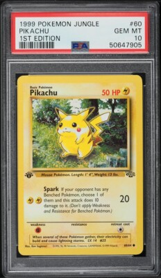 1999 Pokemon Jungle Set Shadowless 1st Edition Pikachu #60 PSA 10 60/64 ...