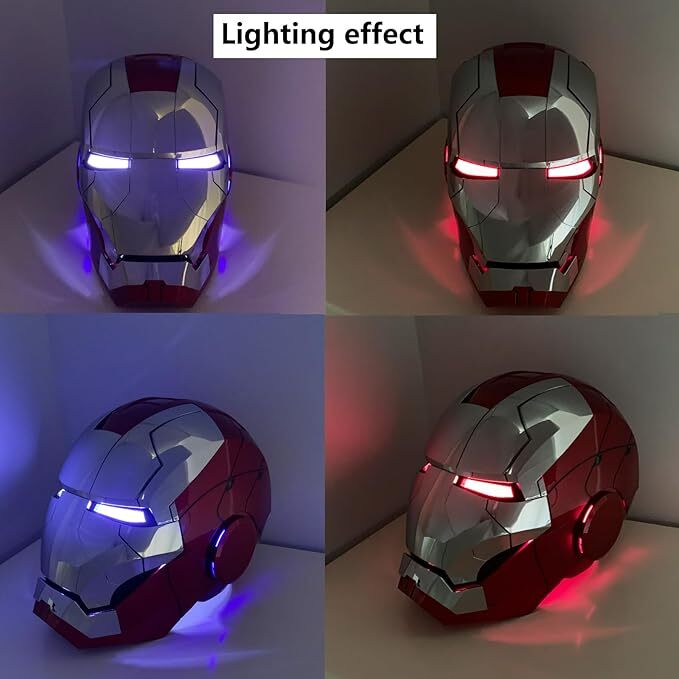 2025 Iron Man MK5 1:1 Helmet Wearable Voice-control Mask Cosplay Silver ...