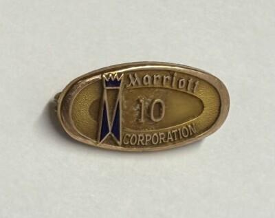 Marriott Corporation Service Award 10 Years 1/10 10k Gold Lapel Pin ...