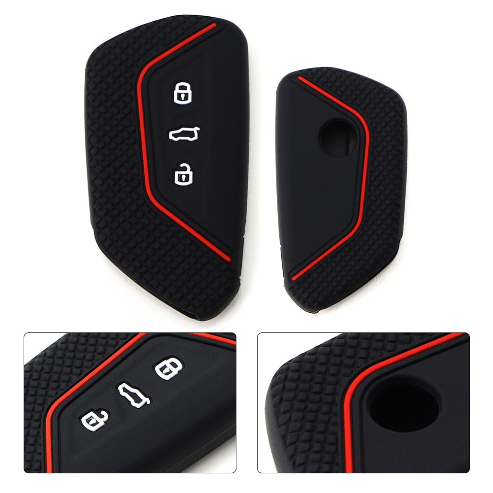 Car Key Case Key Fob Cover Waterproof Black Red Line For Golf MK8 For ...