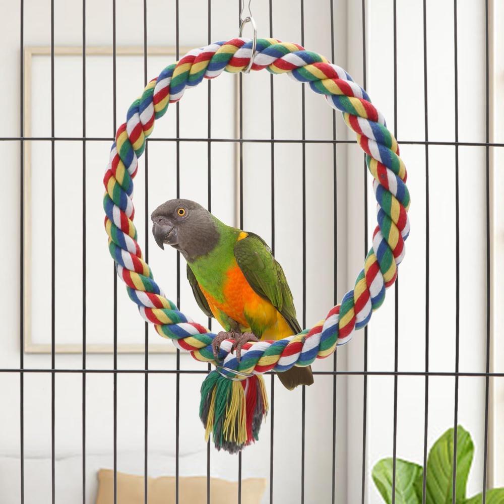 Bird Rope Swing Colorful Perch Climbing Toy for Parrots Budgie Parakeet ...