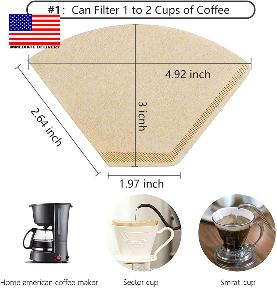 Coffee Filter #1, Disposable Coffee Filter Paper Natural Brown Cone ...