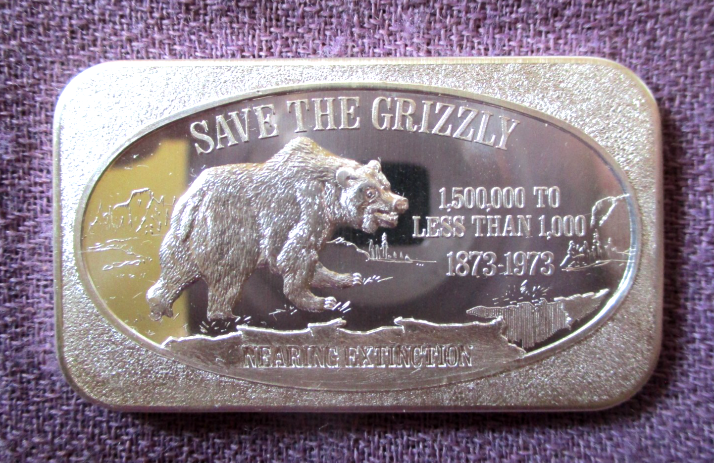 USSC -Save the Grizzly- Ultra Rare #ed 1 Troy Oz. .999 Fine Silver Art ...