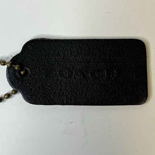 Vintage Coach One-Sided Black Leather Hang Tag Bag Tag Key Charm ...