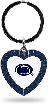 Penn State Nittany Lions Keychain Rhinestone Heart Team Color Key Ring ...