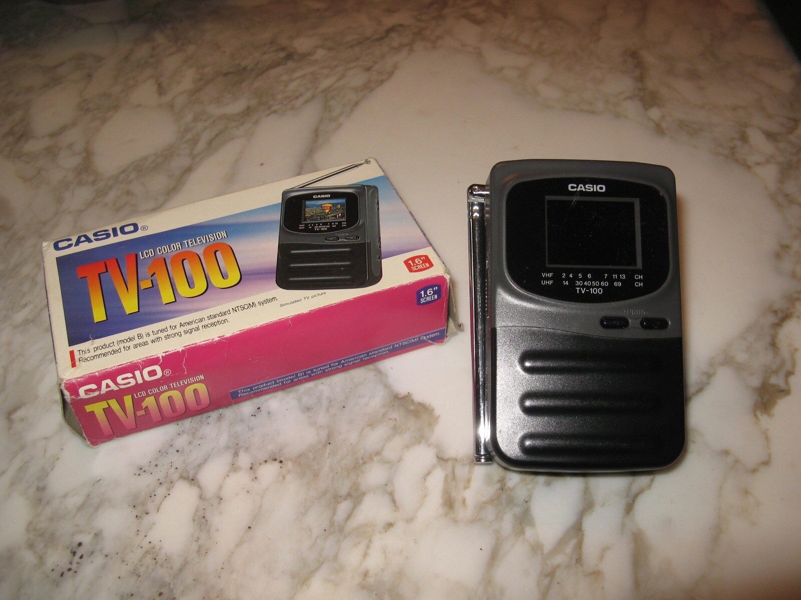 vintage CASIO TV-100B lcd color handheld mini portable TV 1.6" screen ...