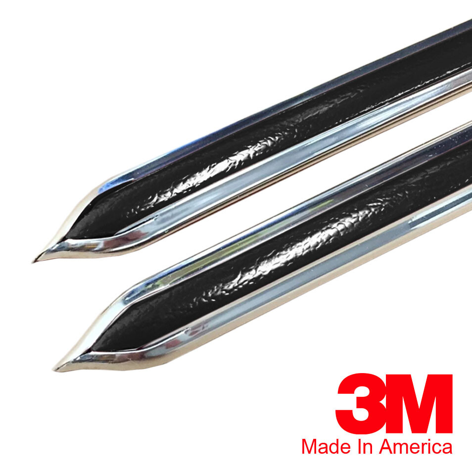 Vintage Style 1 1/8" Black & Chrome Side Body Trim Molding - Formed ...