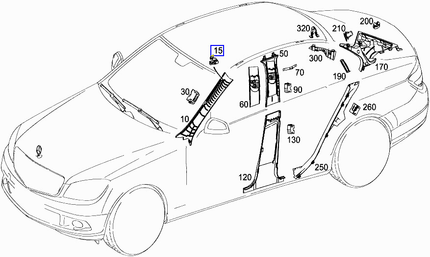 Mercedes W204 A-Pillar Interior Trim Spring Clip Clamp A0039913270 New ...