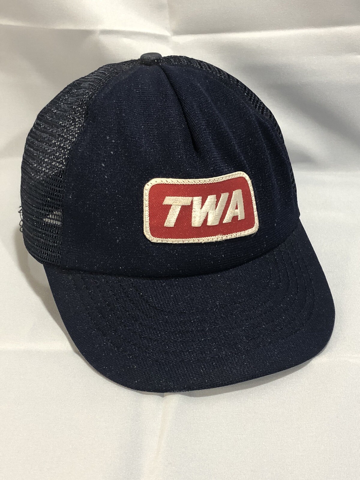 True Vintage TWA Airlines Trucker Hat Snapback Ad Cap Made in USA Mesh ...