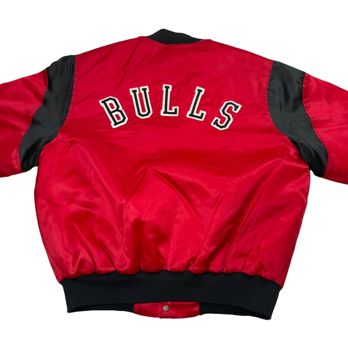 VTG 90's Chicago Bulls Spell Out Chalk Line Jacket Men's XL Red Snap ...