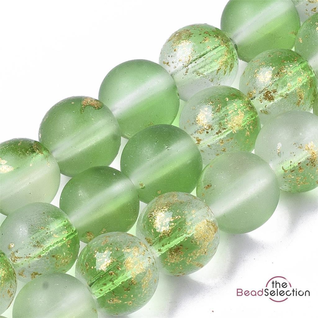 Frosted Glitter Round Glass Beads 4mm 6mm 8mm Jewellery Making 8 Colour ...