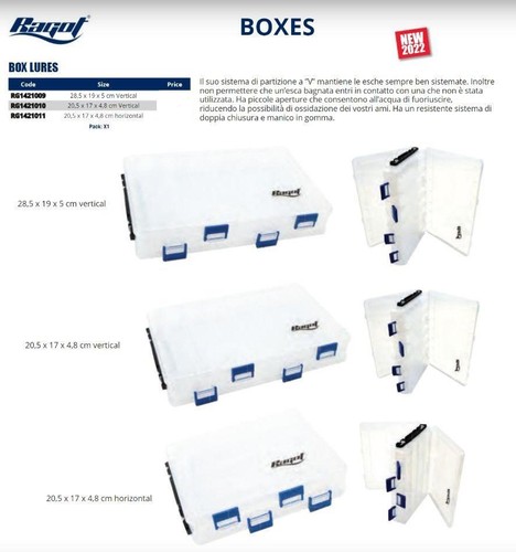 SCATOLA PORTA ARTIFICIALI SPINNING EGING BOX LURES RAGOT DOPPIA FACCIA ...