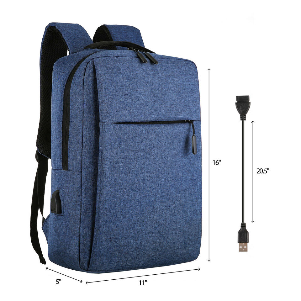 Men Women 16" Backpack Bookbag School Travel Laptop Rucksack Zip Bag ...
