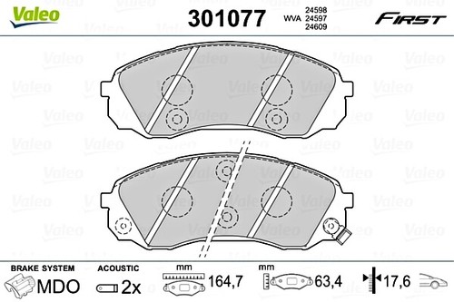 Front Disc Brake Pad Set VALEO Fits HYUNDAI KIA H-1 Cargo Travel ...
