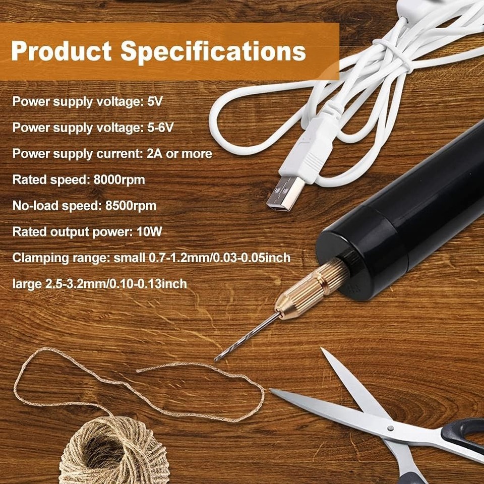 Mini Electric Hand Drill Set for Crafts Jewelry Making, Portable Pen ...