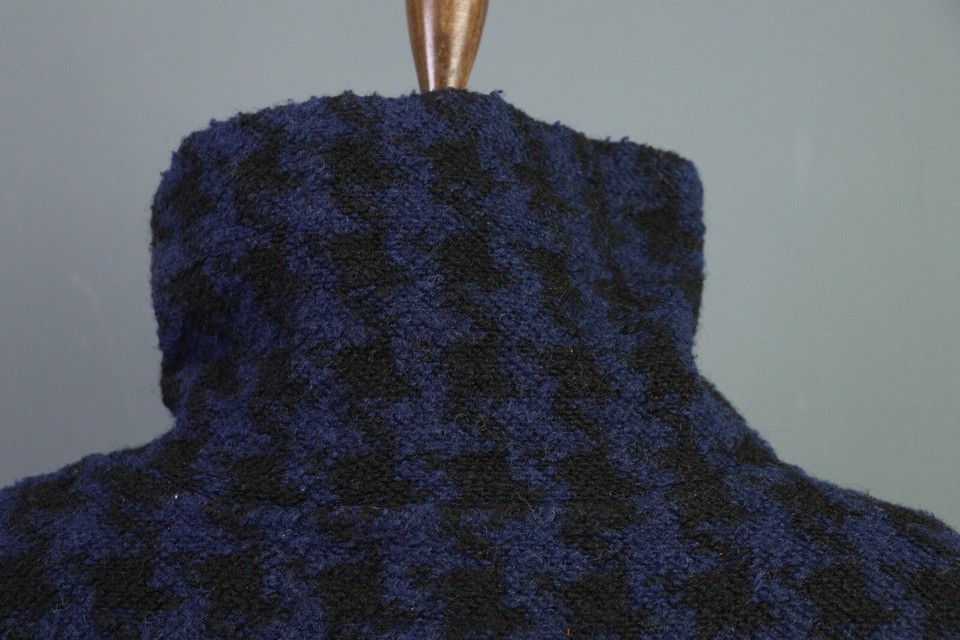 E9 Navy Blue Polyester Textured High Neck Long Sleeve Patch Sweatshirt ...