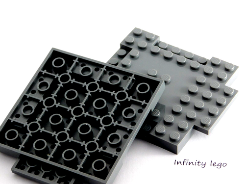 2 LEGO Dark Grey Plates Base Board 8 x 8 with Cutout & Ledge (15624 ...