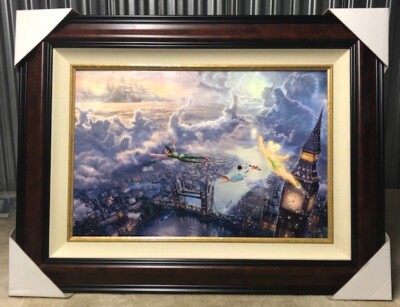 Thomas Kinkade Double Signed Tinker Bell and Peter Pan fly to Neverland ...