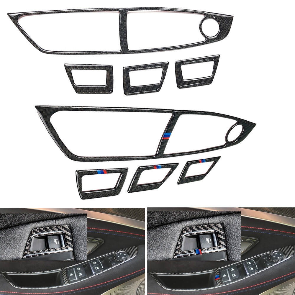 Carbon Fiber Window Switch Panel Frame Cover Trim For BMW 5 Series F10 ...
