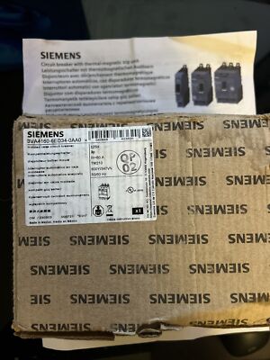SIEMENS 3VA4160-6ED34-0AA0 Breaker 3VA41 3P 60A 65KA FTFM Load Black | eBay