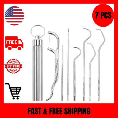 Dental Teeth Pick Stainless Steel Toothpick Set Reusable Tooth Stains ...