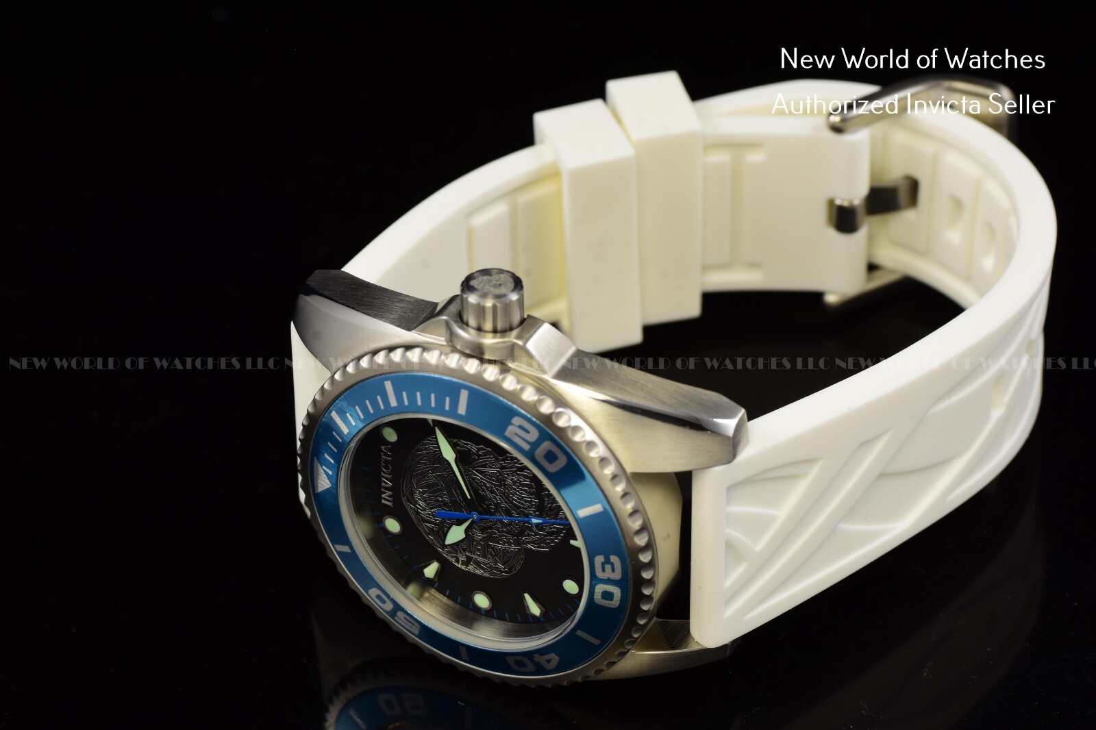 Invicta Women's Artist Black Dial Blue Bezel Quartz 42mm Silicone Watch ...