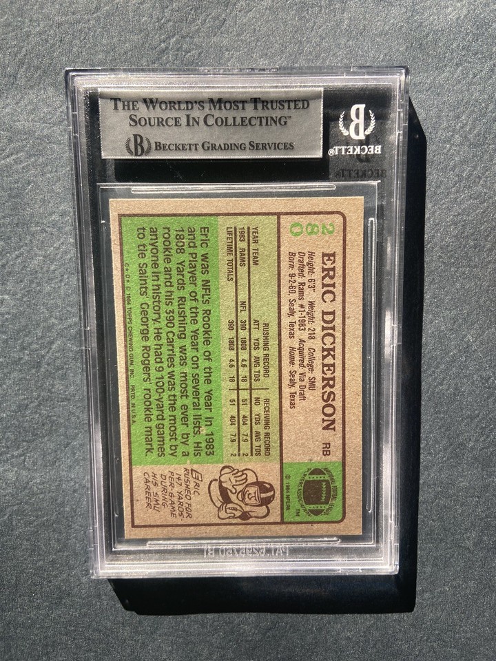 1984 Topps Eric Dickerson rookie signed.Rams Auto. BAS Autograph Card ...