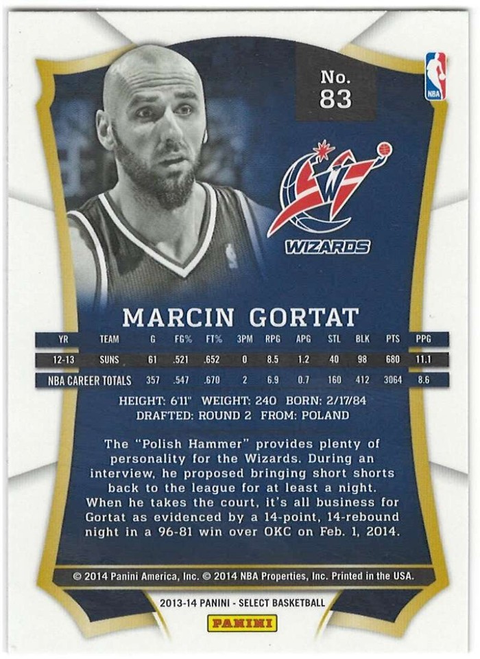 MARCIN GORTAT 2013-14 Panini Select #83 Wizards ID:8837 | eBay