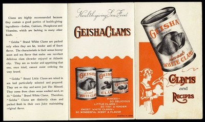GEISHA CLAMS Recipes 1920's Advertising Brochure Flyer from Japan ...